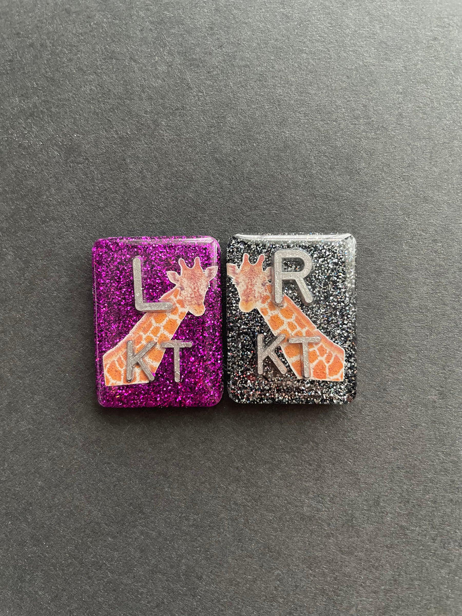 Giraffe Xray Markers, With 2 or 3 Initials, Glitter, Rectangle, Zoo, A – Alisha Goes Crafty